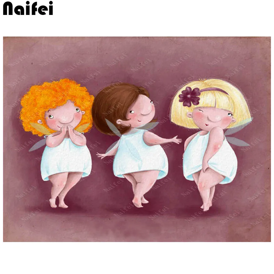 Full,Diamond Embroidery,Fat,Woman,Cartoon,Angel,5D,Diamond Painting ...