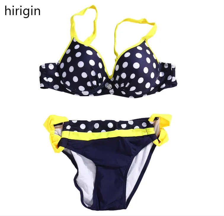 Polka Dots Women Two Pieces Bikini Set Swimwear Swimsuits Bandage Push