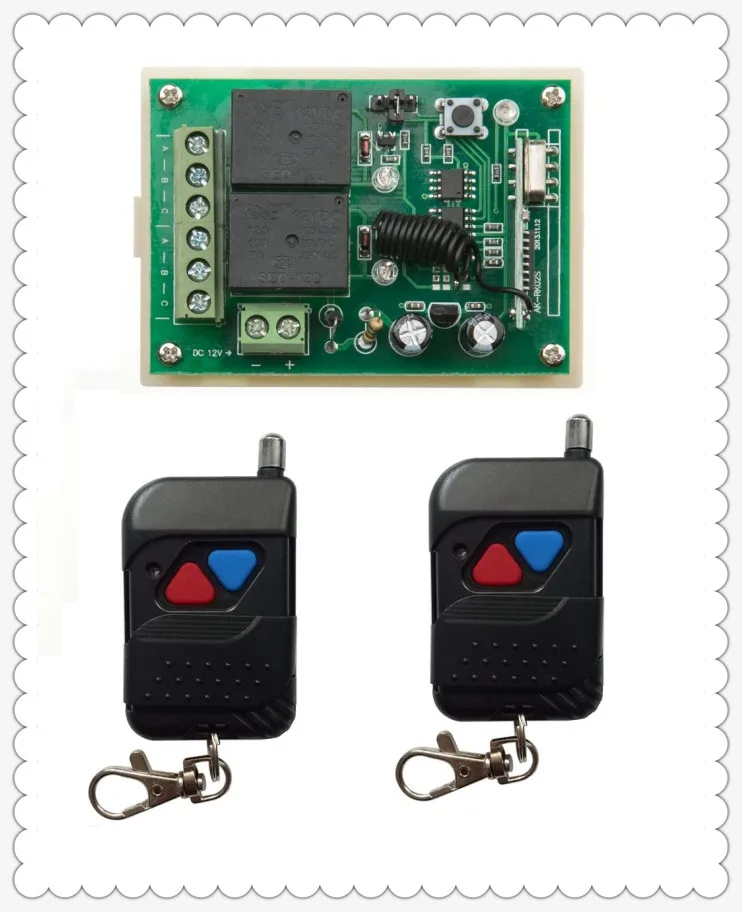 Dc12v 2ch Rf Wireless Remote Control Switch System 2*black Transmitter ...