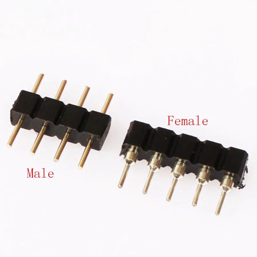 10pcs 4pin RGB LED Connector 4 pins Male Female Plug Jack 4P DIY Small ...