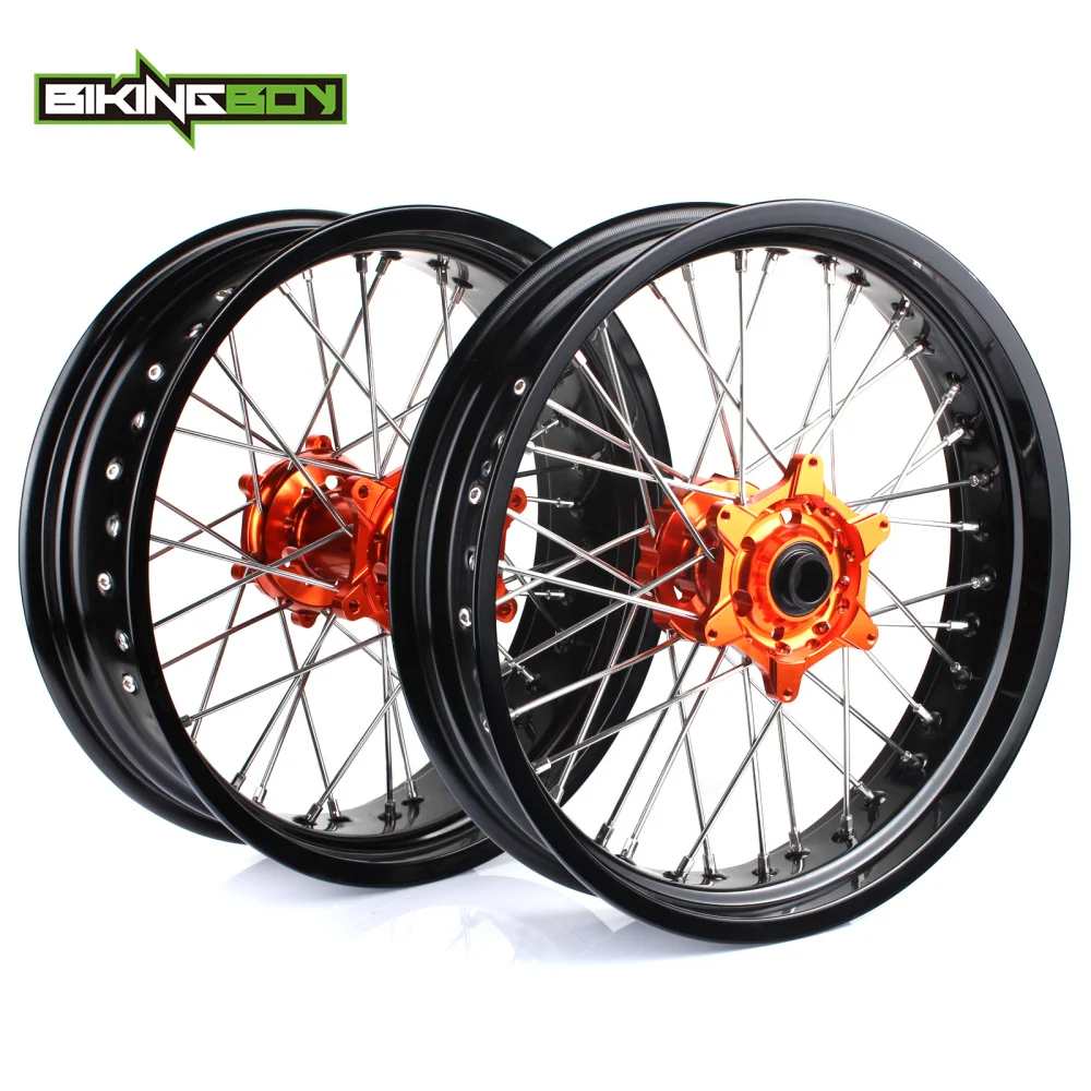 BIKINGBOY 17" Supermoto for KTM Wheel Orange Hub Rim SX MXC XC GS SXS ...