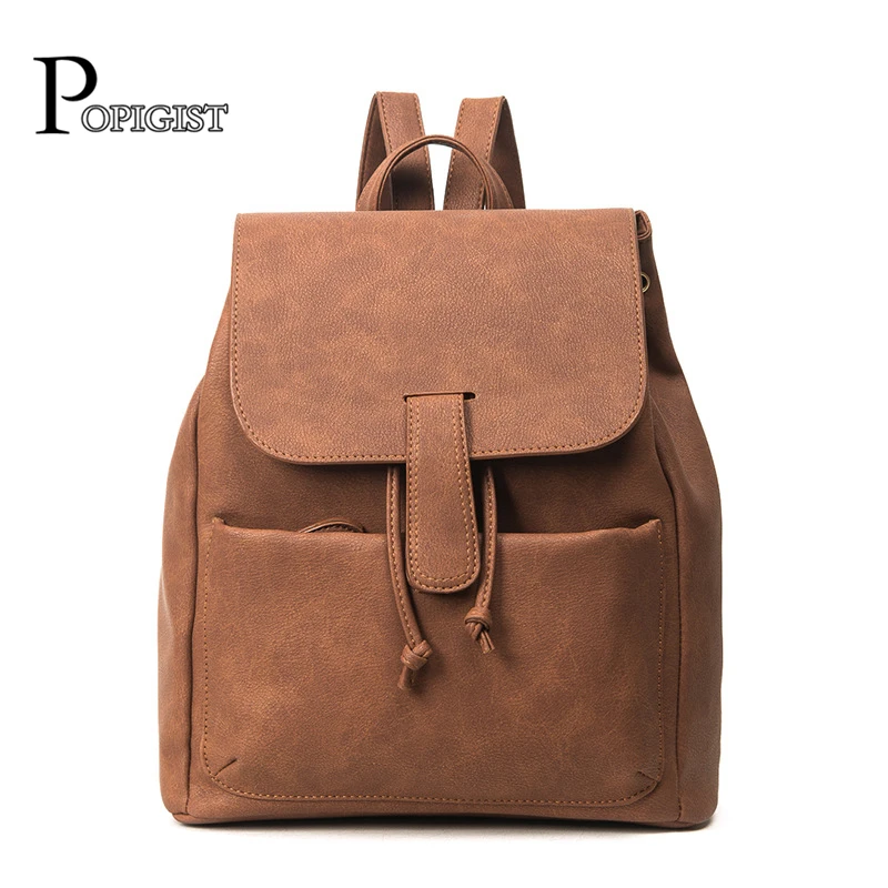 POPIGIST Classic design simple style women's leather Upscale Backpacks ...