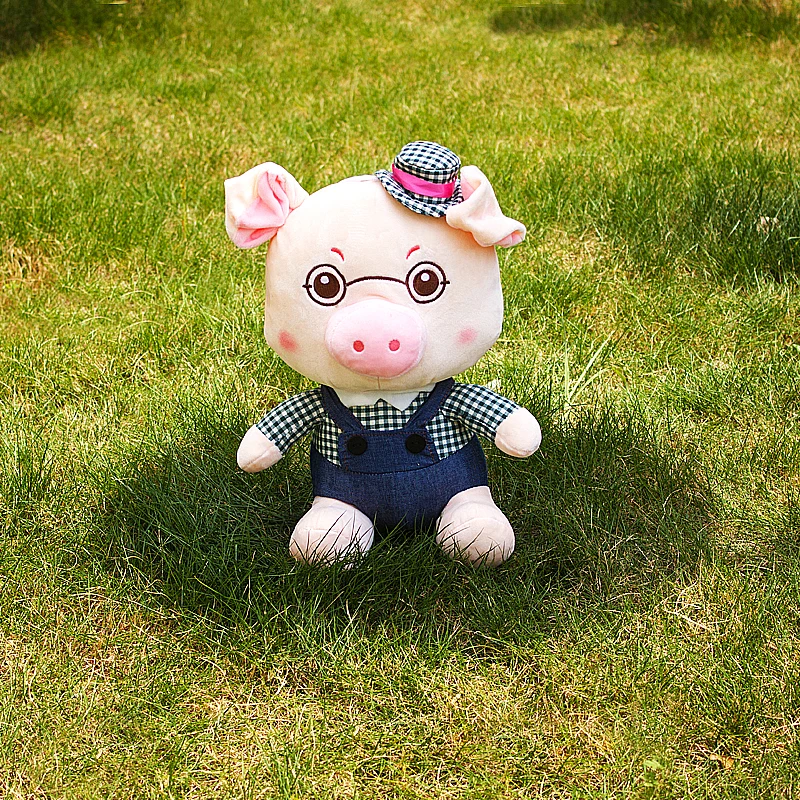 Cute little eyes pig toy doll couples Overall toy pig Plush dolls home ...