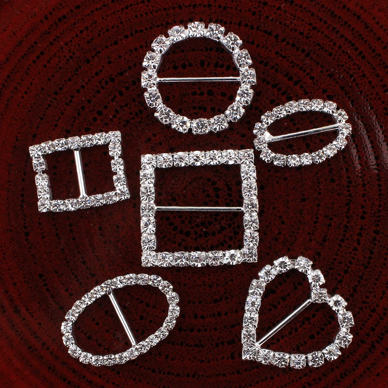 10pcs/lot 6design Bling Metal Rhinestone Buckle Sliders For Clothes ...