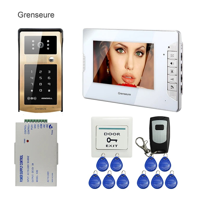 FREE SHIPPING NEW 7 inch Video Intercom Door Phone Kit White Monitor ...