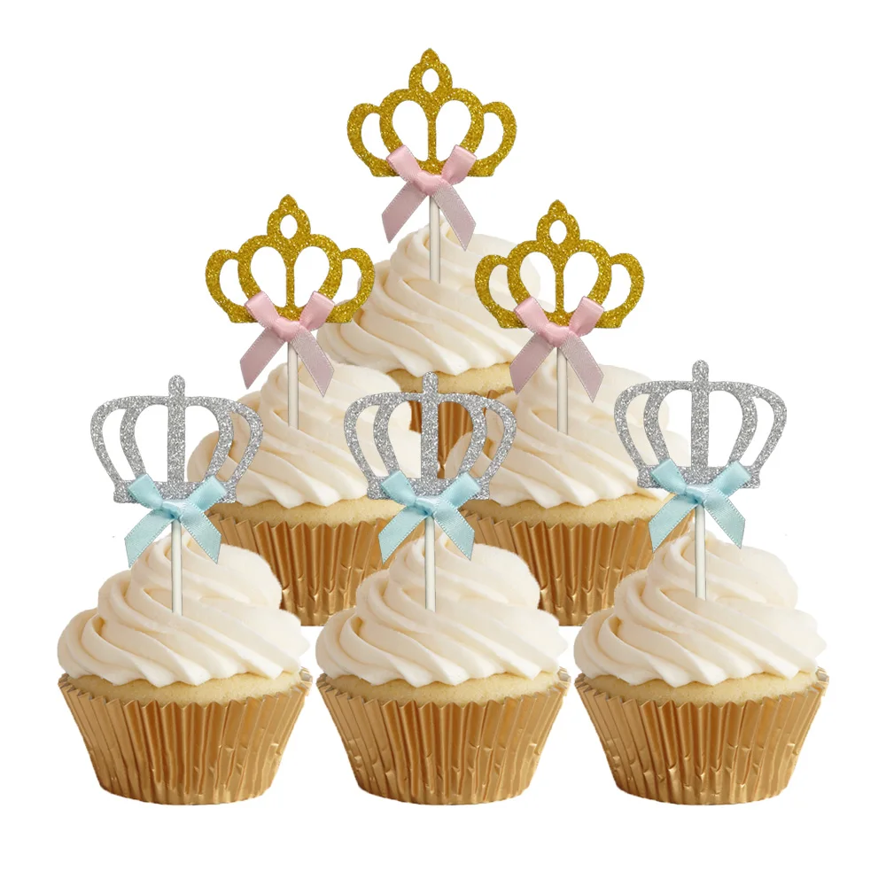 24pcs Luxury SILVER GOLD CROWN TIARA Cake Toppers Baby Girls Boys 24pcs-luxury-silver-gold-crown-tiara-cake-toppers-baby-girls-boys
