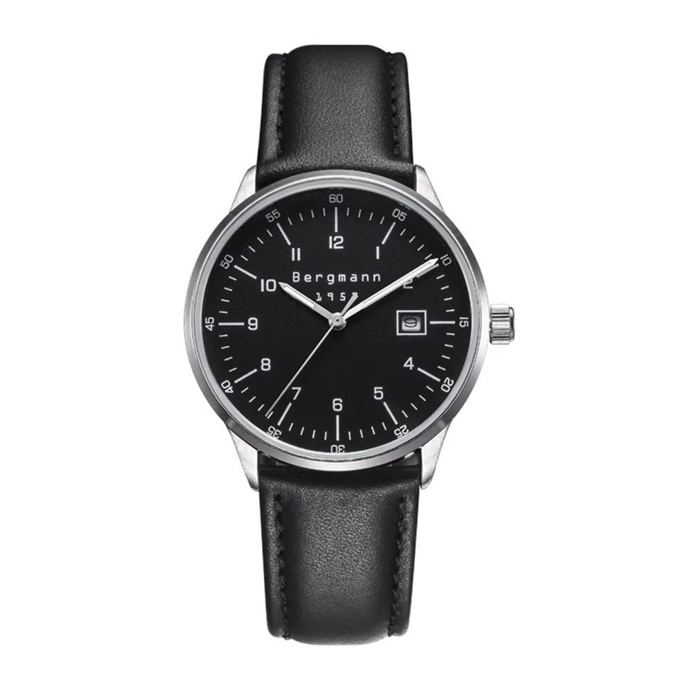 Brand Bergmann Bauhaus style Mens Classic Watches Black Business ...