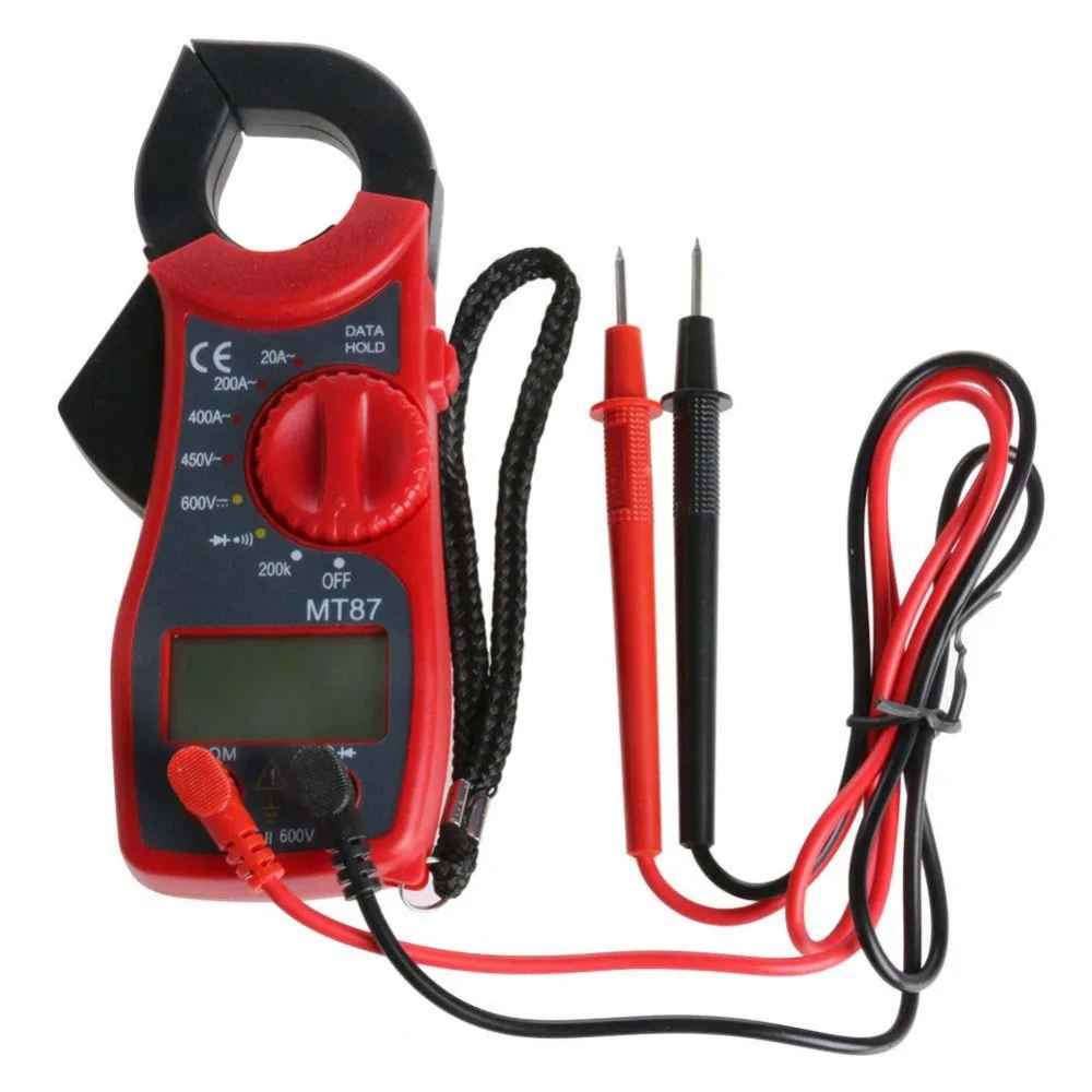 MT87 Red Digital Multimeter Amper Clamp Meter Current Pincers AC/DC ...
