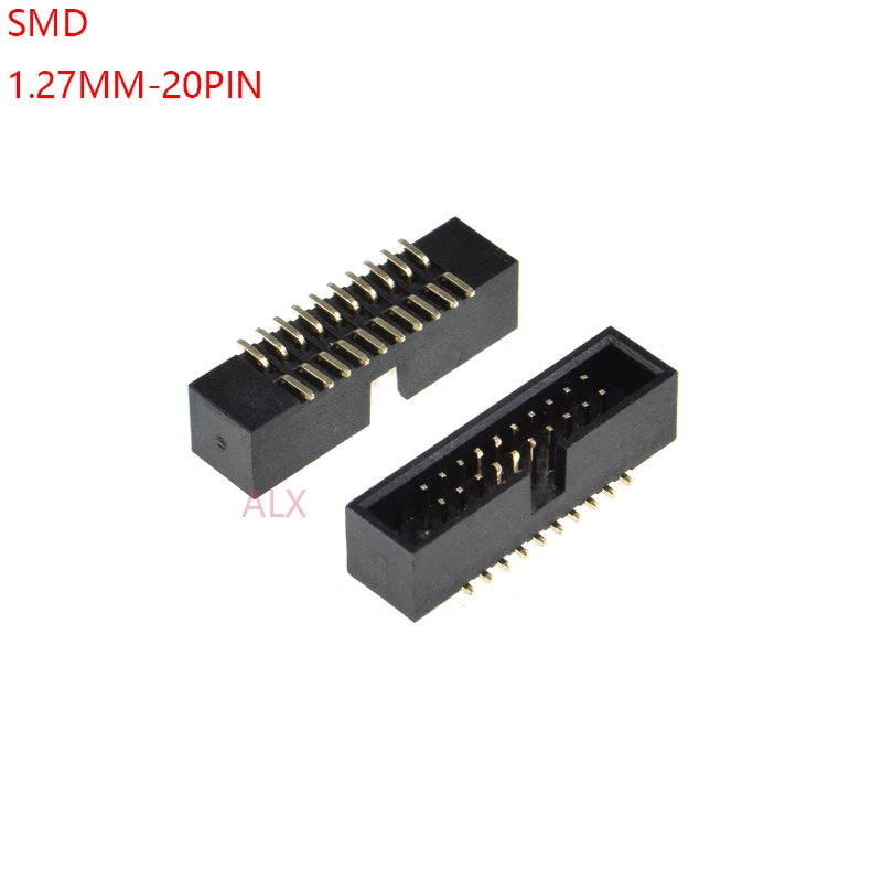 5pcs Smt 20 Pin 1.27mm Pitch Male Socket Straight Idc Box Headers Pcb Connector Double Row Smd ...