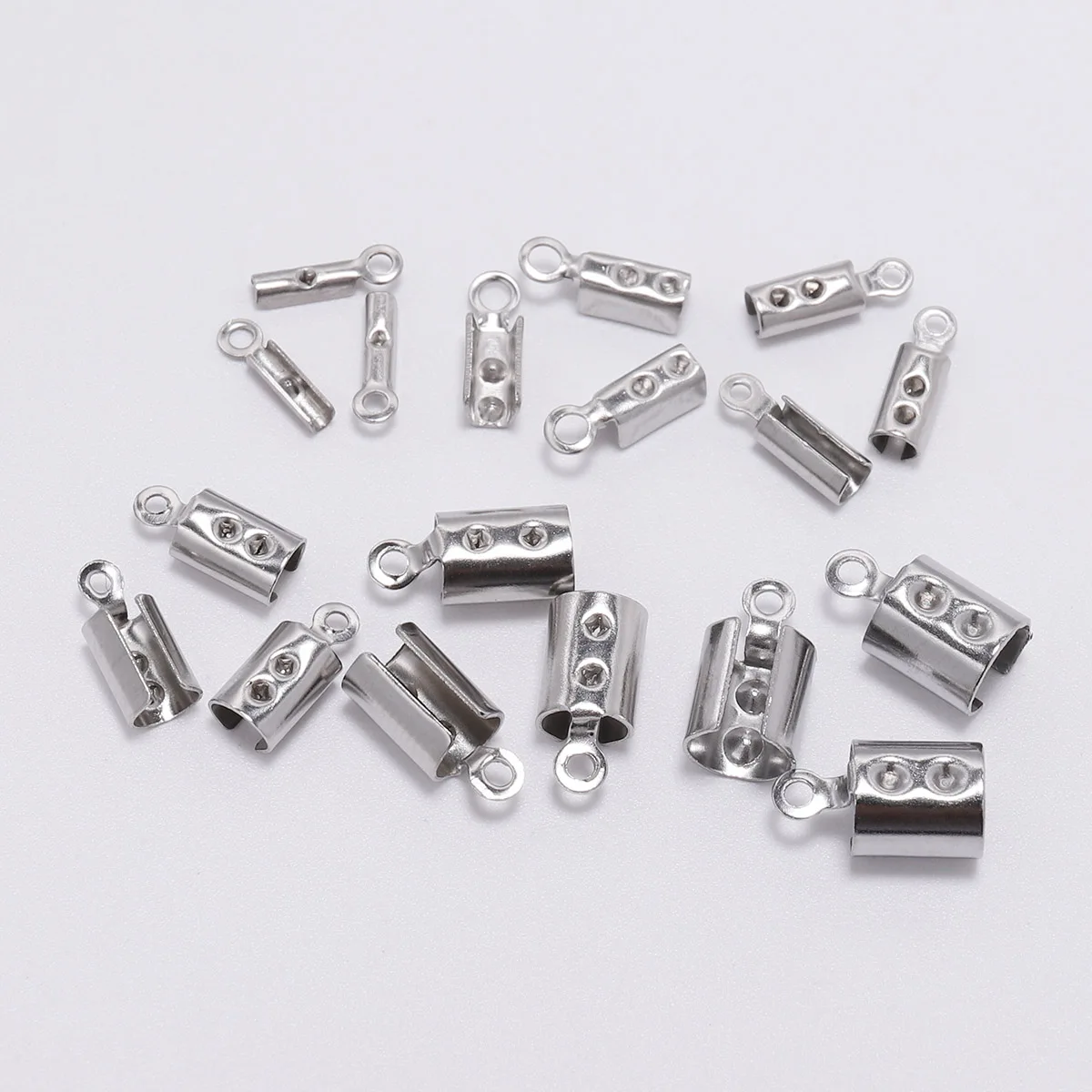 50 pcs Stainless Steel Leather Cord clasp End Clasps Crimp Bead ...