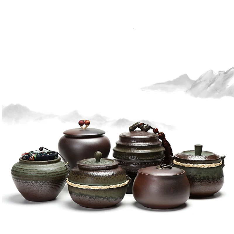 Home Kitchen Coffee Sugar Tea Kitchen Accessories landscape jars,Sealed ...