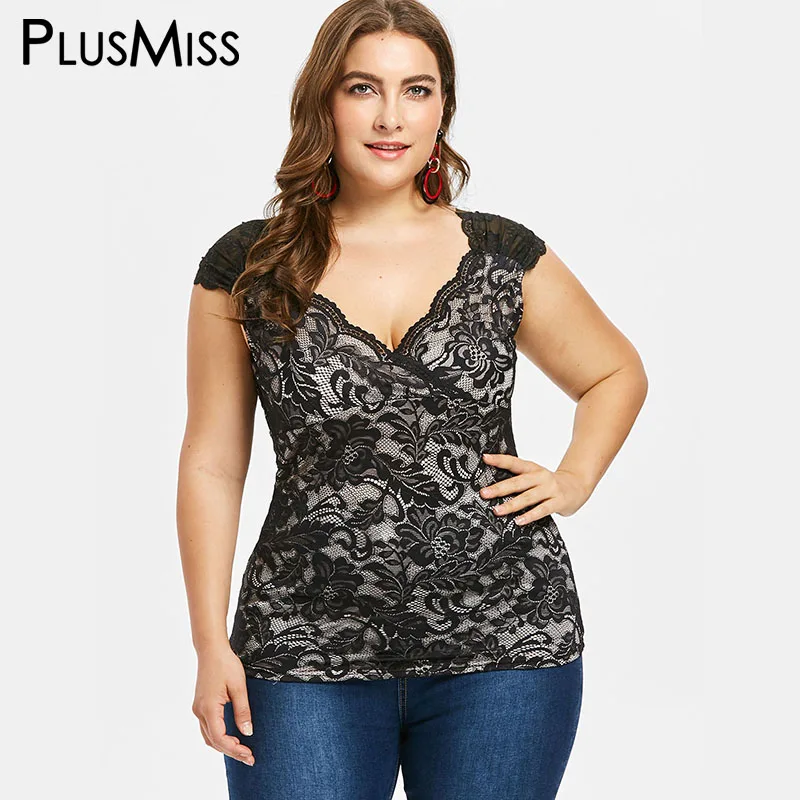 Buy Plusmiss Plus Size 5xl Floral Lace Tunic Sleeveless Tops Xxxxl Xxxl Xxl