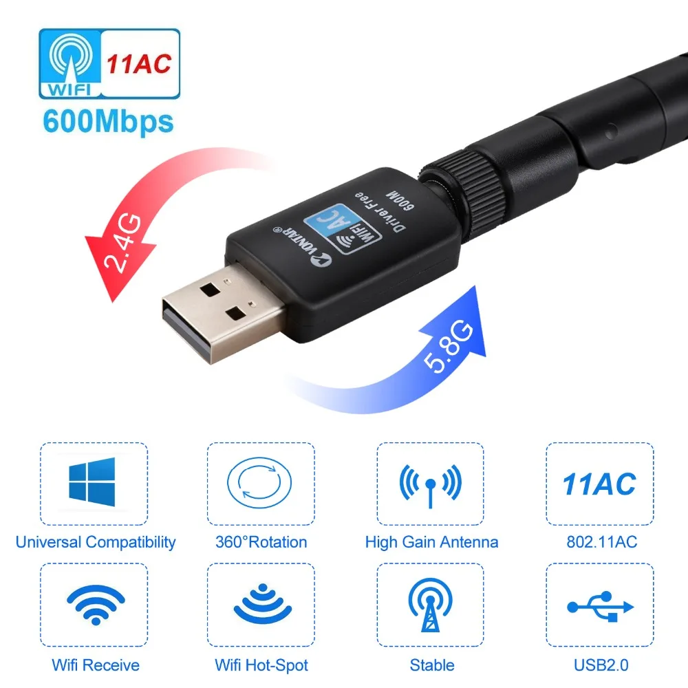 VONTAR USB WiFi Adapter 300M 1200M 1750M High Gain 5dBi Wifi Antenna ...