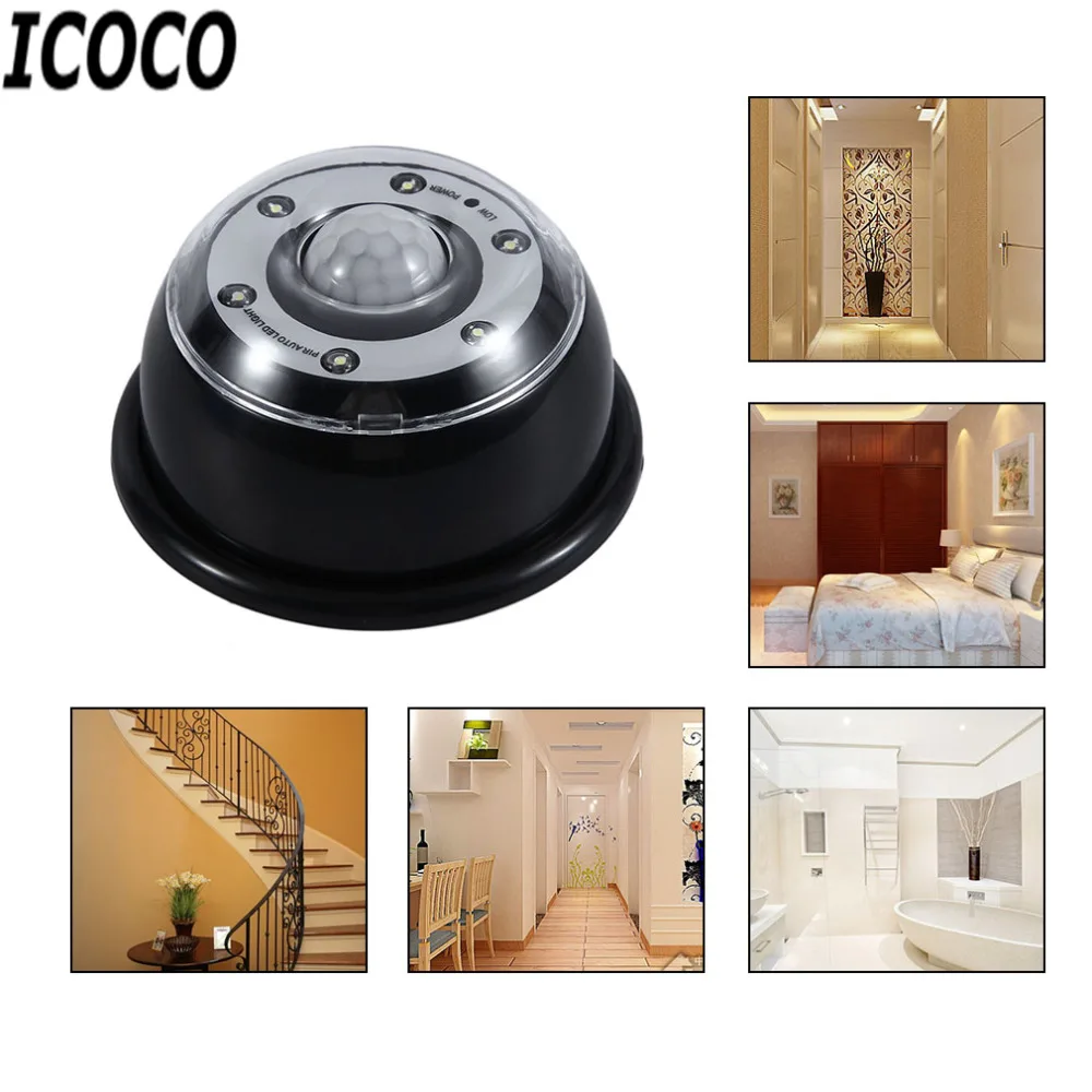 ICOCO 1pcs 6 LEDs Intelligent PIR Infrared Human Body Induction Lamp ...