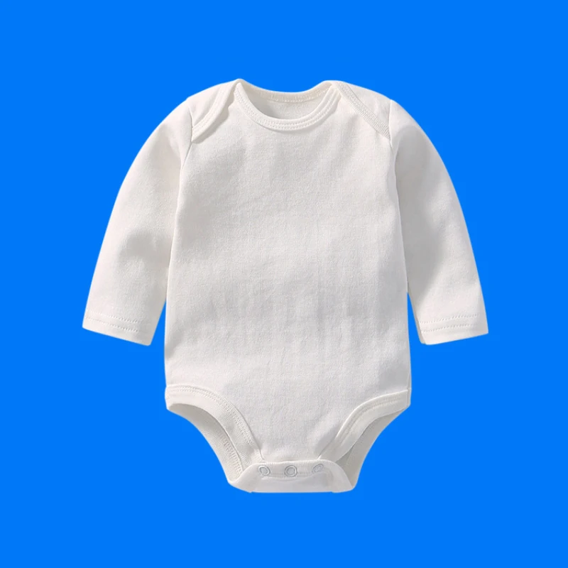 Newborn Infant Rompers Baby Clothes O Neck 100% Cotton White Cute Long ...