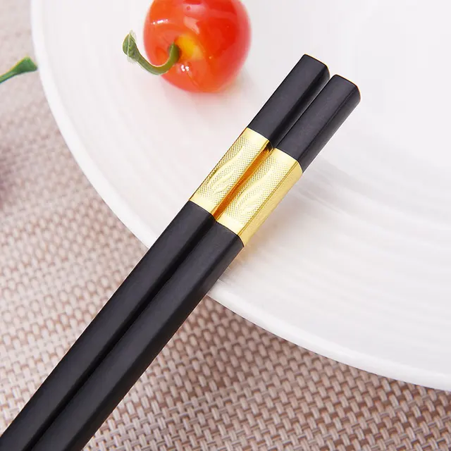 1 pair Square Koaren Chopstick Resuable China Chop Sticks Black Gold ...