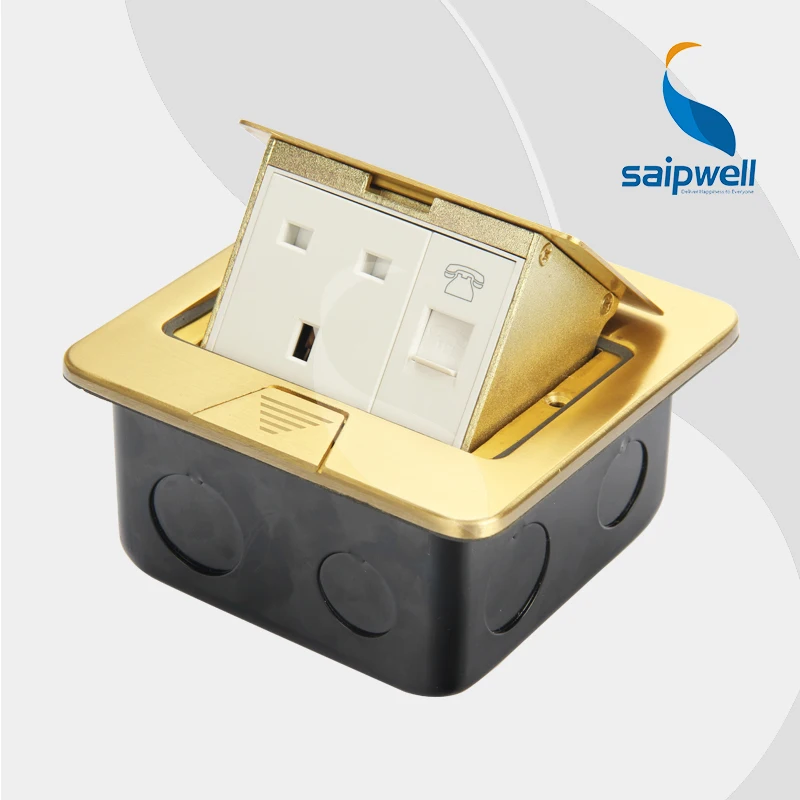 13a 220v Slim Design Cu Floor Socket Uk Style Socket And Network Interface Waterproof Floor