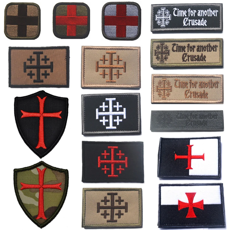 Embroidered Patch Knights Templar Teutonic Knights Medic Cross Tactical Fastener Hook & Loop ...