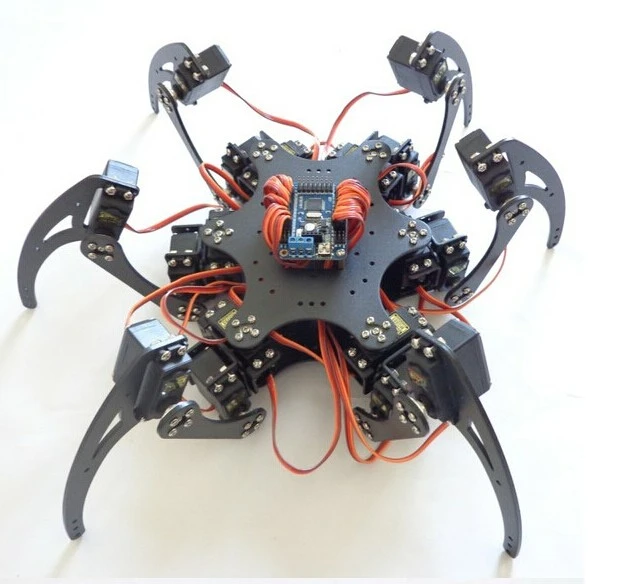 18 DOF Aluminium Metal Hexapod Robot Spider Six Foot/Feet Robotic Frame/Chassis Kit For Arduino ...
