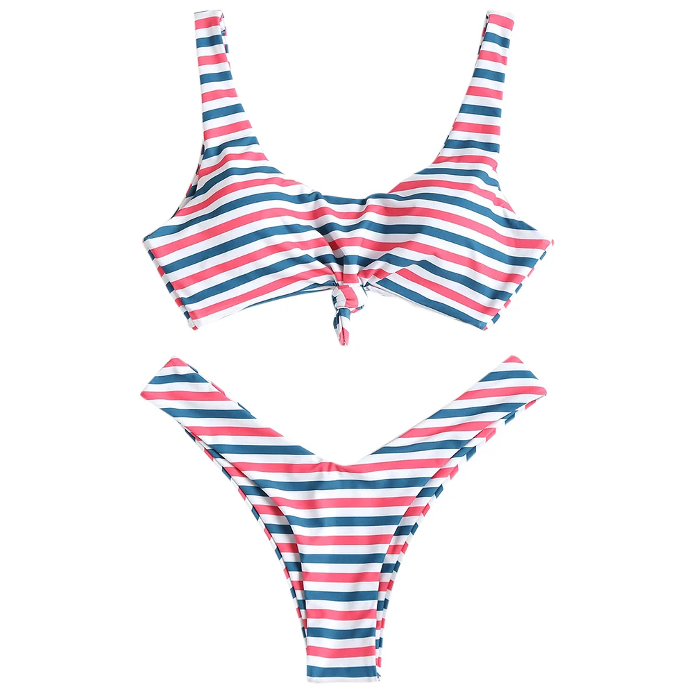2018 Sexy Bikinis Women Striped High Cut Bikini Set Swimsuit Swimming