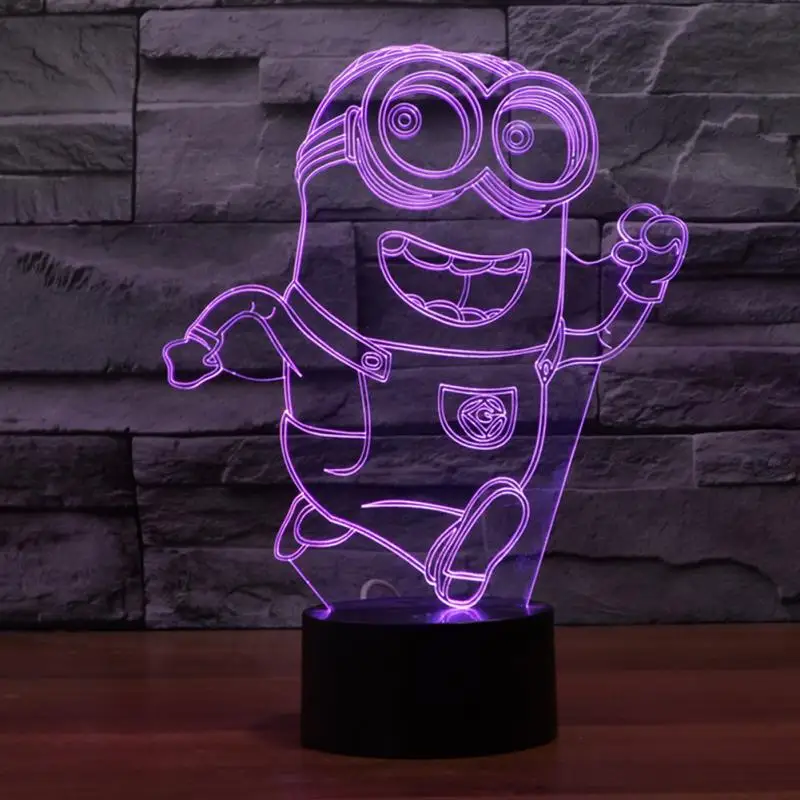 3D Night Lamp Colorful Cute Cartoon Characters Touch Control Light 7 ...