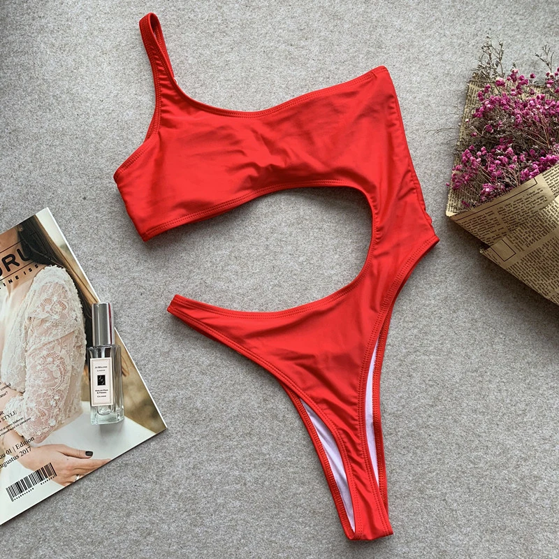 2019 New May Explosion Models One-piece Swimsuit Ladies Solid Color ...