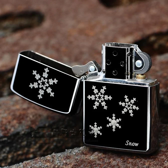Classic Kerosene black mirror Vintage Style Lighter Snowflake Cigarette ...