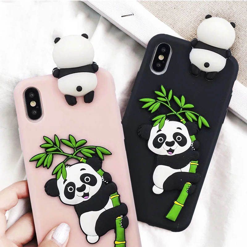 Cartoon 3D Toy Panda Phone Case For iphone X XS Case For iphone 6 6S 7 ...