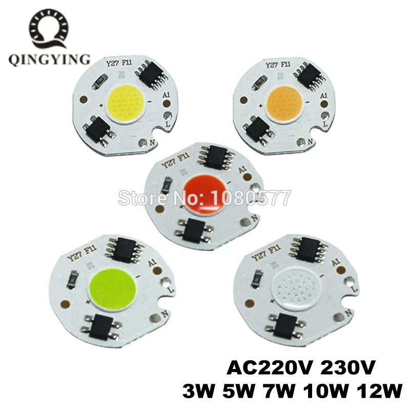 스마트 IC 드라이버 램프 전구, 3W 5W 7W 10W 12W LED COB 칩 220V, 빨간색 녹색 파란색 광원, DIY 투광 조명 스포트라이트용, 2 10 개|LED ...