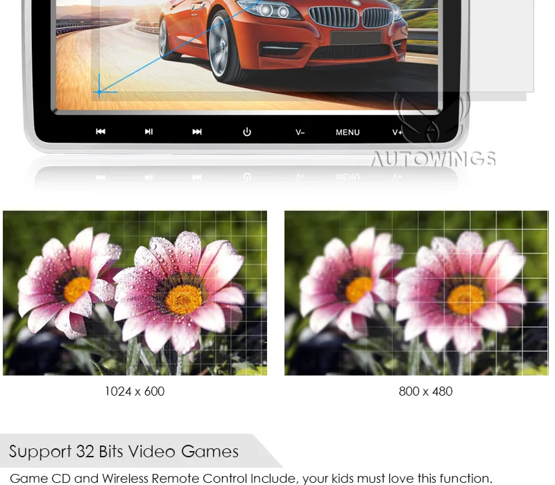 Monitor tetiera USB, SD, 1080p si ecran de 10 inch - eMAG.ro