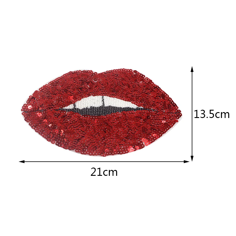 Red Lips Sequin Patches For T shirt Clothes Sew on Embroidered Patches Applique Diy Motif ...