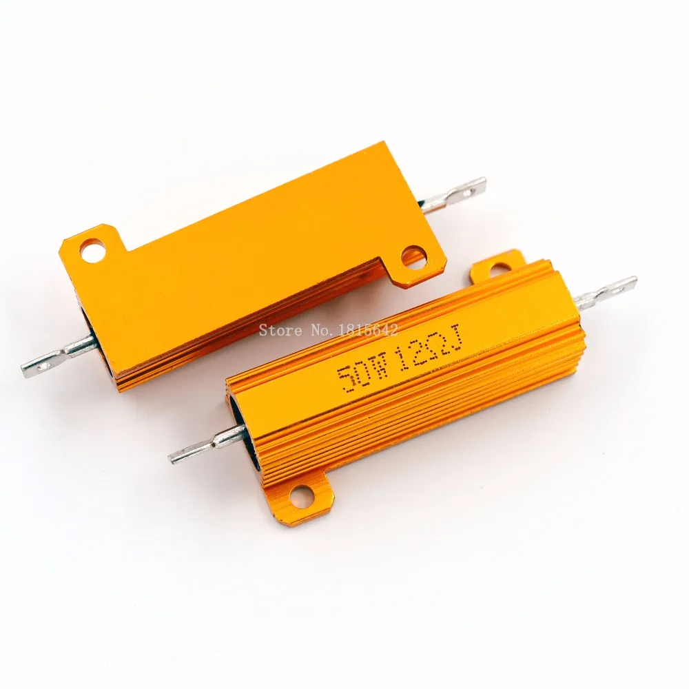 RX24 50W 12R 12RJ Metal Aluminum Case High Power Resistor Golden Metal ...