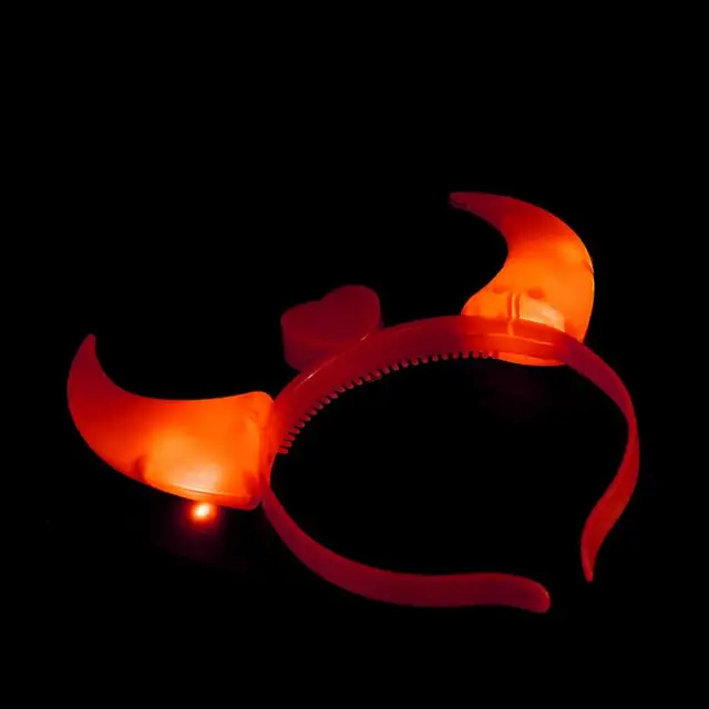 LED Light Up Flashing Devil Horns Headband Glowing Devil Horns LED ...