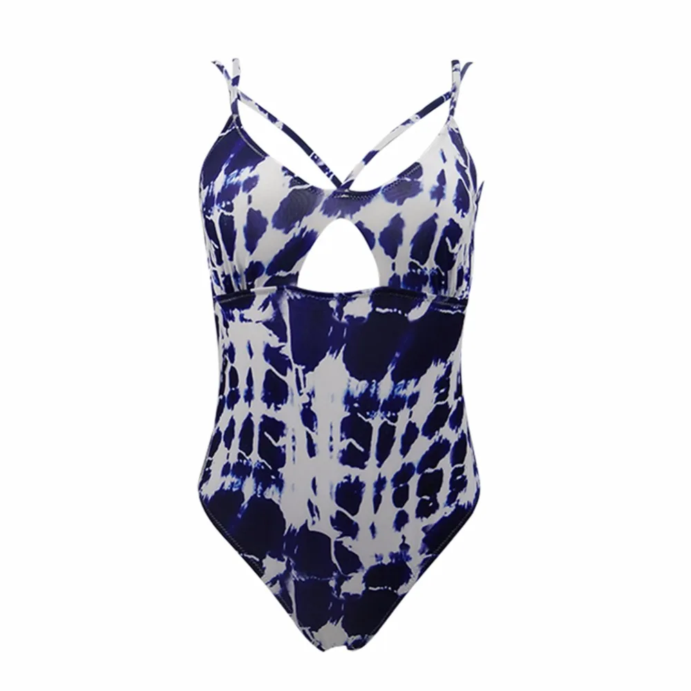2018 Backless Print Sexy One Piece Swimsuit Monokini Swimwear Women