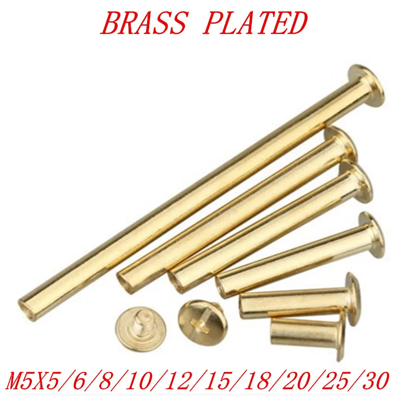5-20pcs/lot M5x5/6/8/10/12-100mm Brass Plated Sex Bolt Chicago Screw ...