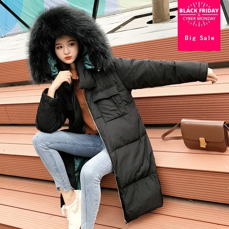 90% duck down coat fashion brand cloak style big fur down jacket women ...