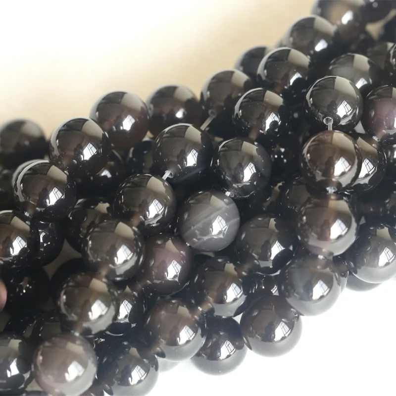 Natural Genuine Flash Rainbow Ice Obsidian Round Loose Stone Beads 3 ...