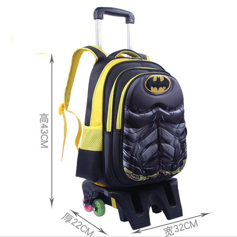 School Backpack Trolley 6 Wheeles Bag Strong Upstair Waterproof Wheeled ...