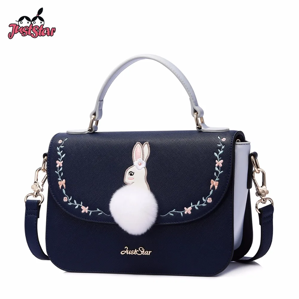 JUST STAR Women's PU Leather Handbags Ladies Cartoon Rabbit Embroidery ...