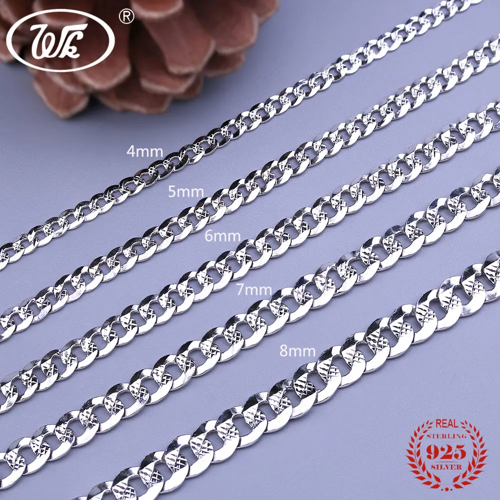 Produs WK 100% 925 Sterling Silver Mens Silver Chain Necklace Men Hip ...