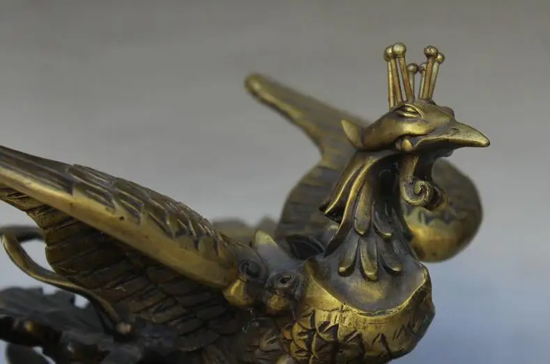 Details about 12" Chinese Feng Shui Copper Bird Phoenix Feng Huang Fung ...