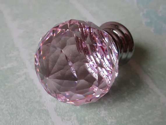 Glass Dresser Knobs / Crystal Drawer Knobs Pulls Handles Sparkle Pink/Cabinet Knobs Pull Handle ...