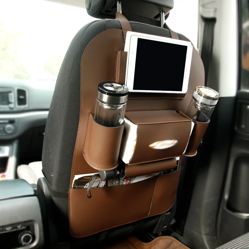 Leather car storage bags back seat back hung bag multifunction for ...
