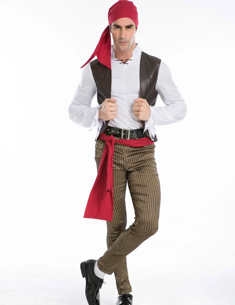 Halloween Costumes Adult Mens Caribbean Pirate Captain Jack Costume ...