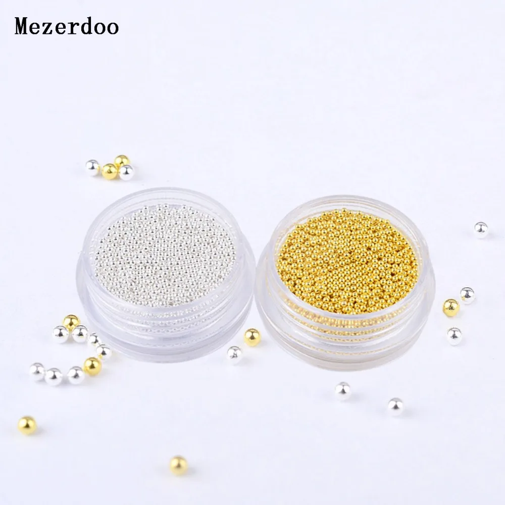 2 Pcs Charm Gold Silver Metal 3d Caviar Beads 3d Glitter Nail Art ...
