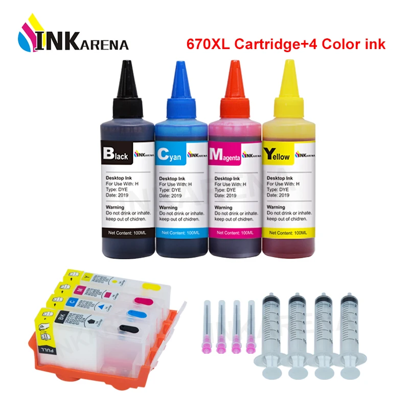 INKARENA 670XL Compatible For HP 670 Refill Ink Cartridge Deskjet 3525 ...