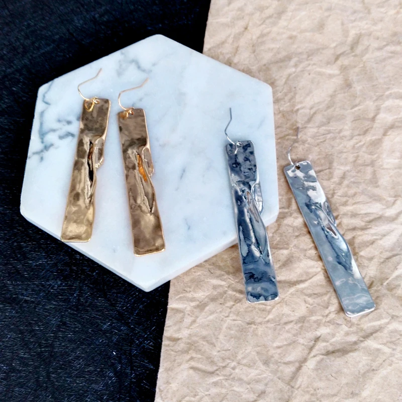 A254 Attractive 3D Geo Sassy Hammered Punk Stunning Metal Long Strips ...