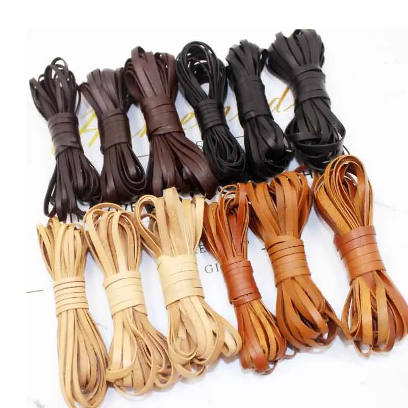 2-Meters-3-4-5-6-8-10mm-Flat-Genuine-Leather-Cord-1mm-Thickness-Black ...