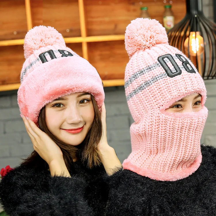 Girl Wool Hat Women Winter Beanie Thickening Knitting Cap Warm Men Hats ...