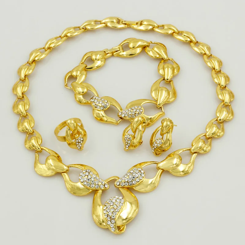 2018 New Fashion 24 Gold Arabian Jewelry Necklace Crystal Bracelet ...